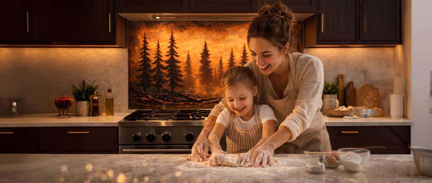 Tempered Glass Backsplash & Decorative Kitchen Splashback for Stove ...