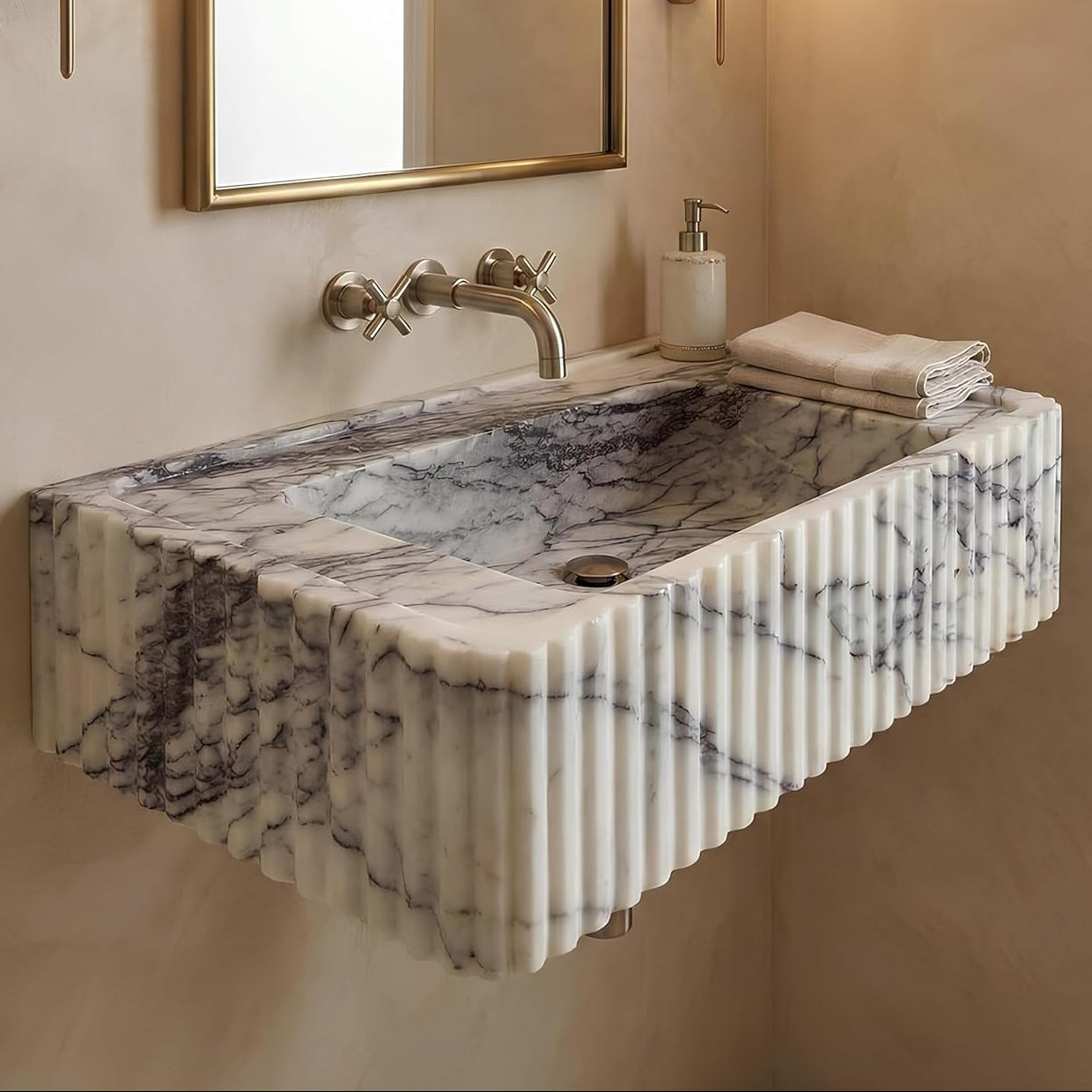 Hand-Carved Marble Vessel Sink | Custom Stone Basin | Elyese – Glass ...