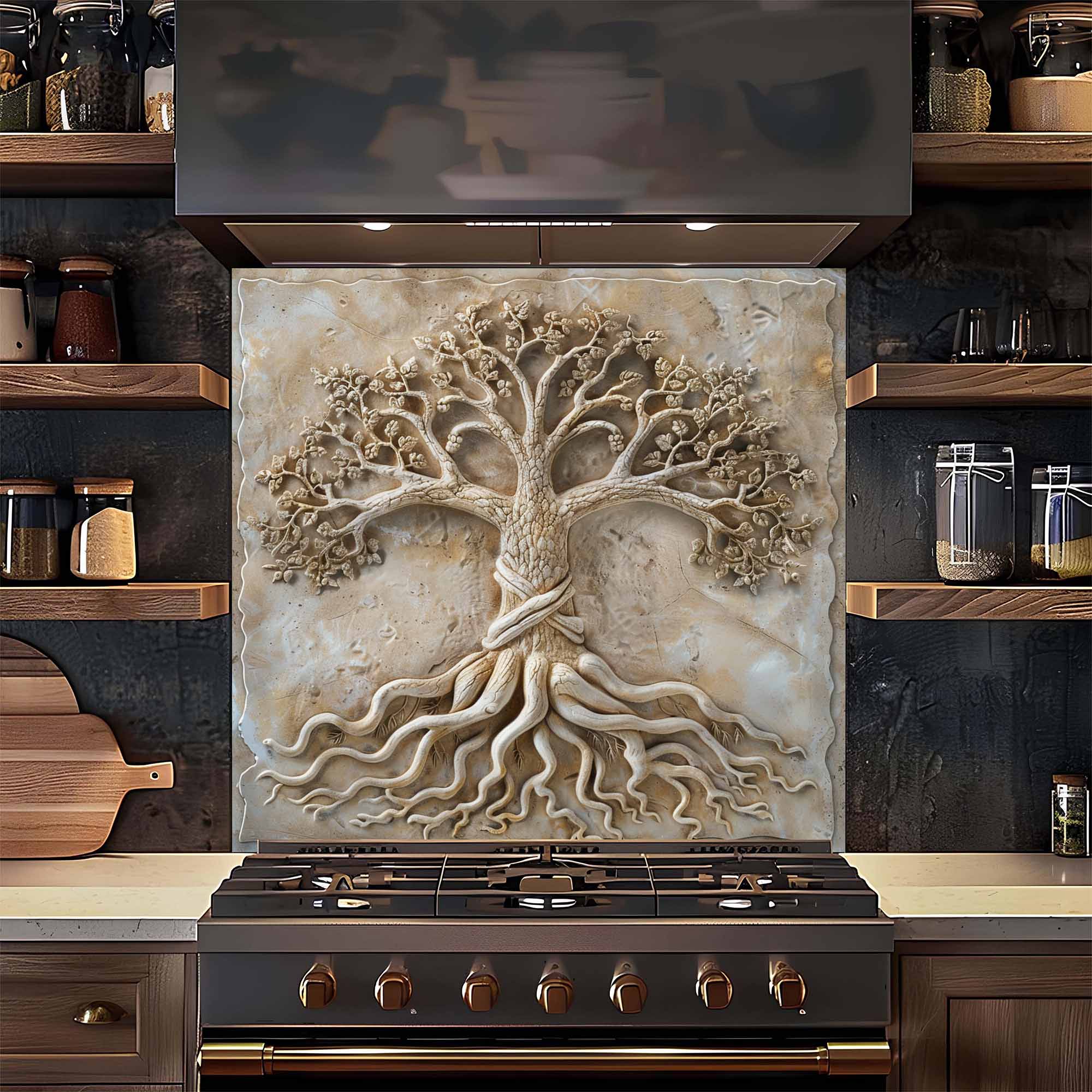 Earthen Roots Kitchen Backsplash – Tree of Life Backsplash for Stove ...