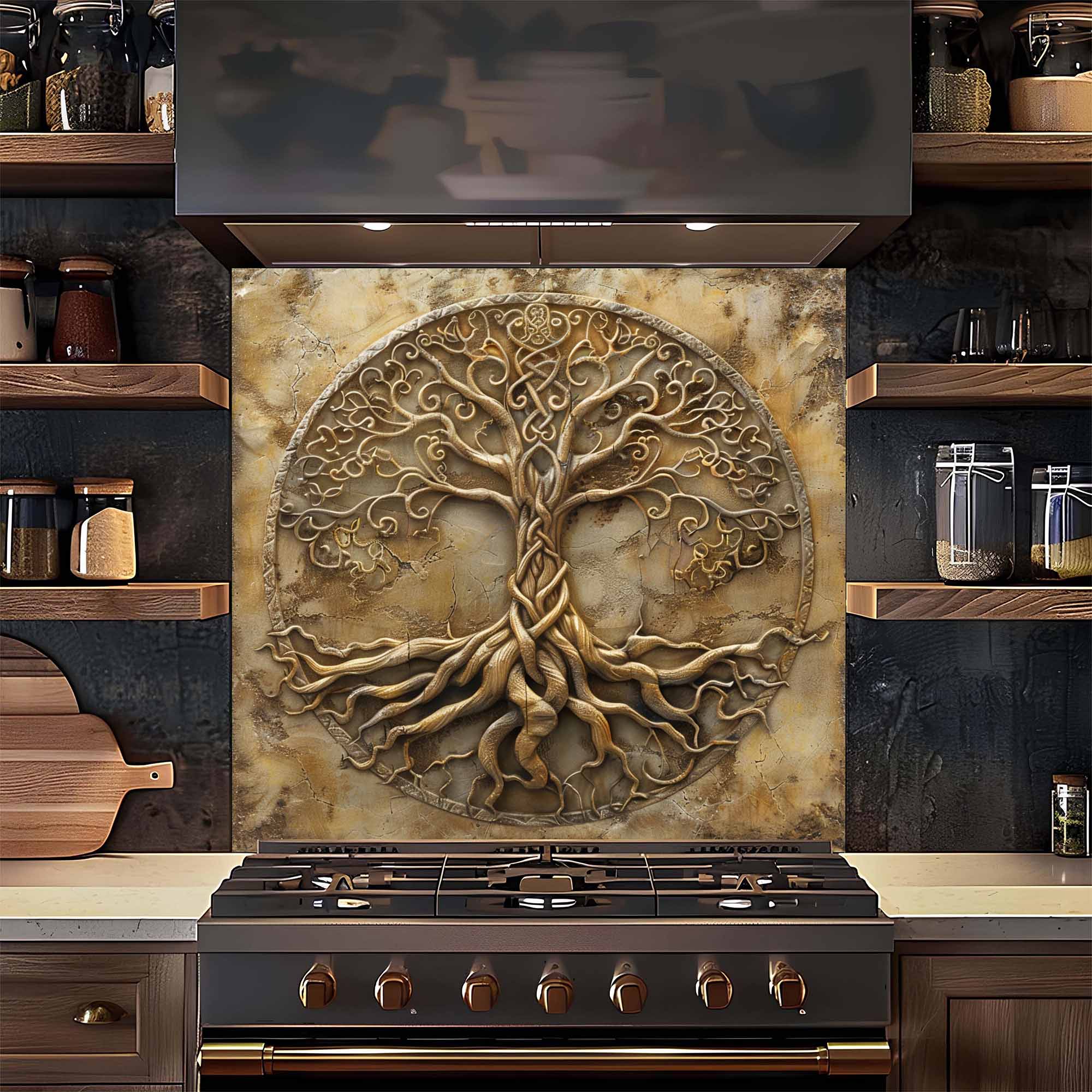 Eternal Roots Kitchen Backsplash – Tree of Life Glass Backsplash ...