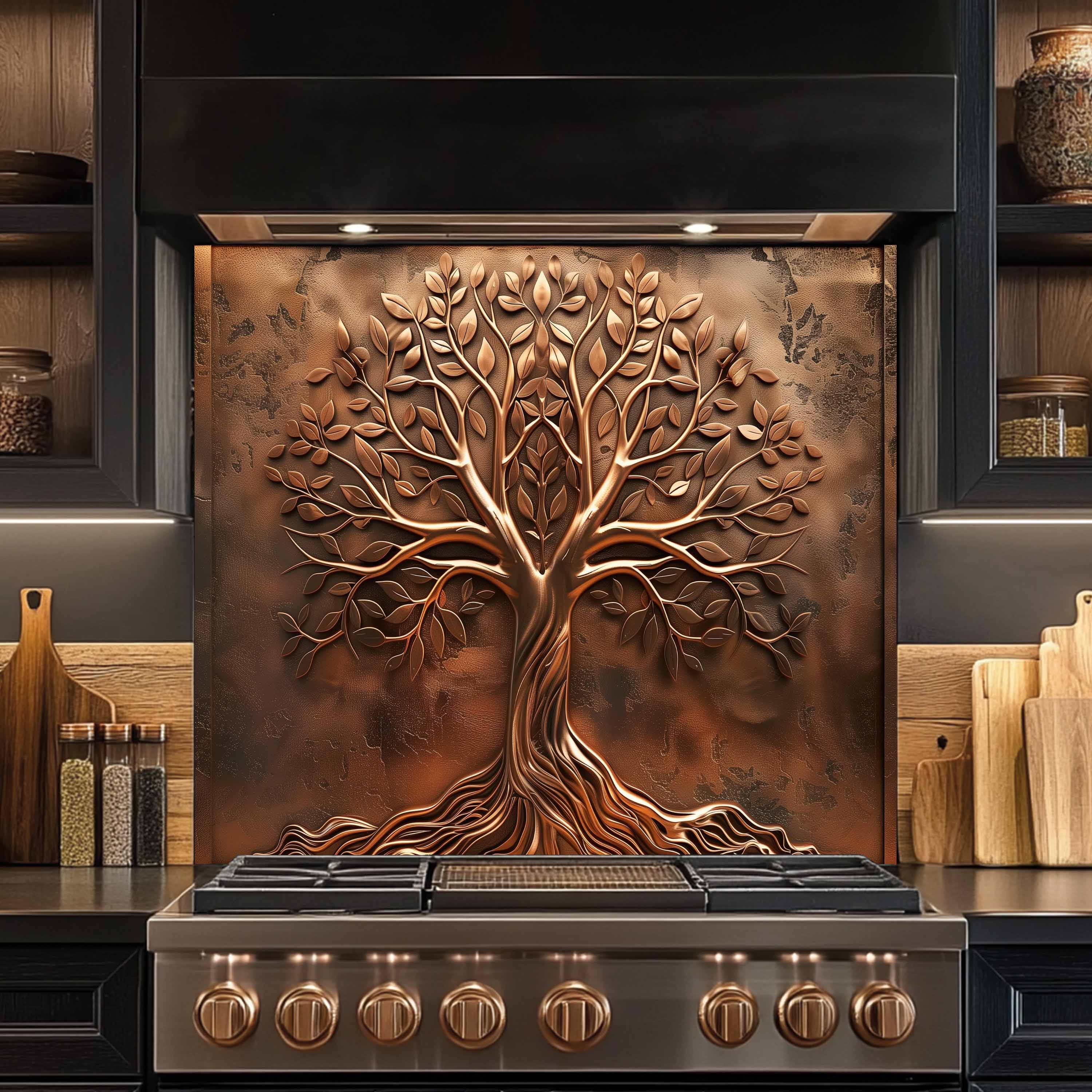 Custom Kitchen Backsplash – Amber Tempered Glass Stove Backsplash ...