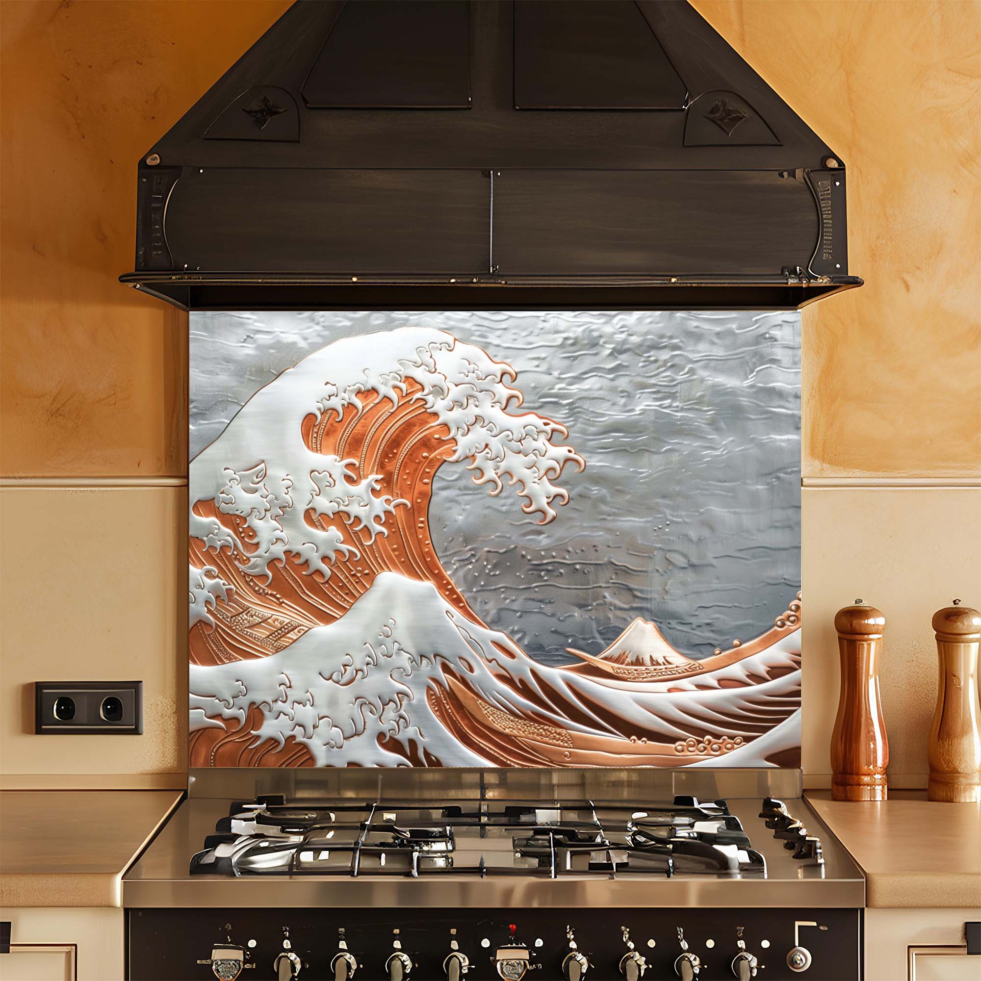 Rising Wave Glass Backsplash – Japanese Style Kitchen Splashback ...
