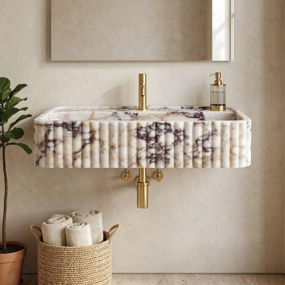 Calacatta Viola Marble Sink | Hand-Carved, Custom Size – Glass Kitchen ...