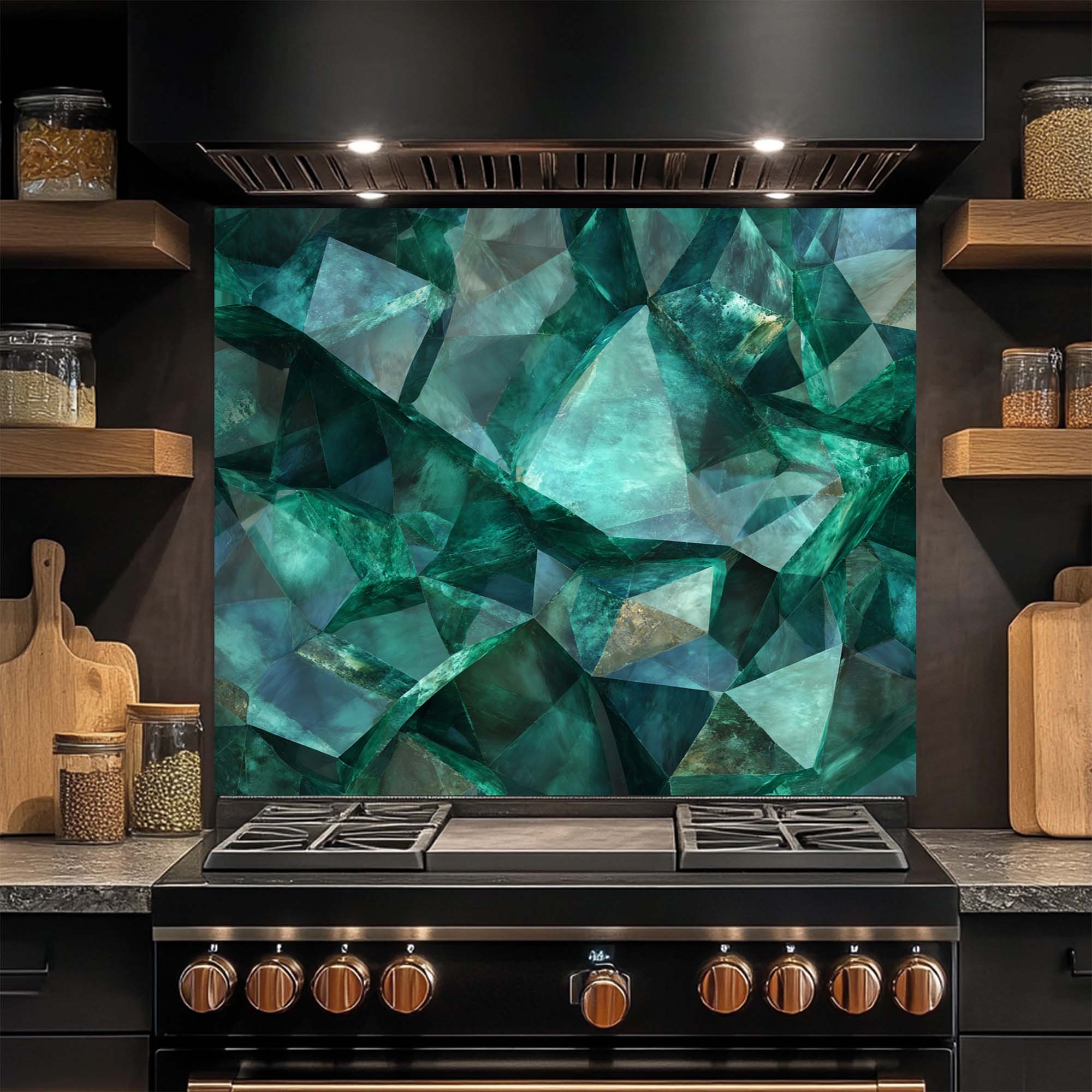 Emerald Shards – Luxurious Crystal Look Tempered Glass Backsplash ...
