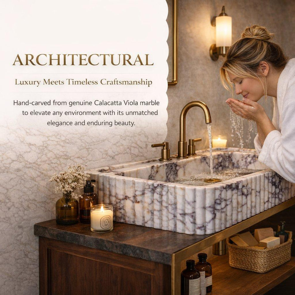Calacatta Viola Marble Sink | Hand-Carved, Custom Size – Glass Kitchen ...